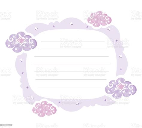 쓰기를위한 파스텔 채색이있는 귀여운 구름 프레임 메모 편지 0명에 대한 스톡 벡터 아트 및 기타 이미지 0명 귀여운 기포 Istock