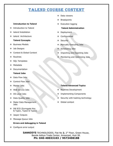 Talend Etl Online Training In Hyderabad India Doc