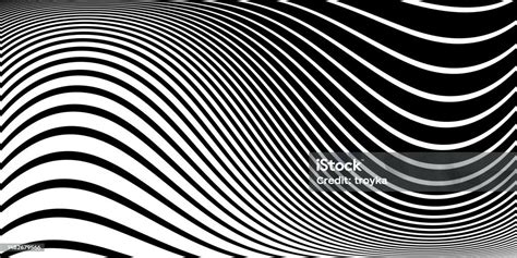 Wavy Lines Pattern With 3d Illusion And Twisting Movement Effect Stock