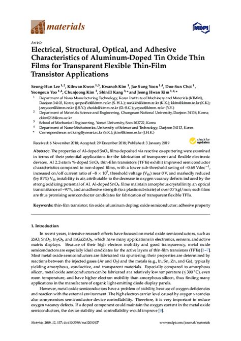 Pdf Electrical Structural Optical And Adhesive Characteristics Of