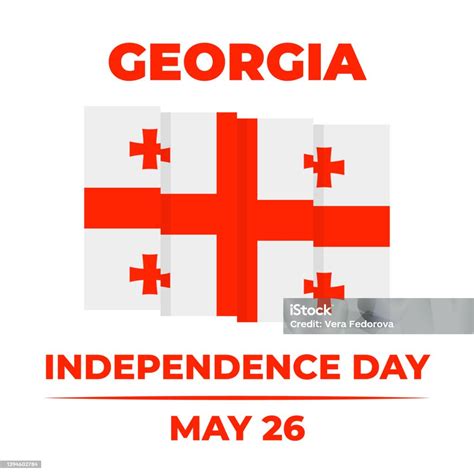 조지아 독립 기념일 타이포그래피 포스터 5 월 26 일 조지아 국립 휴일 인사말 카드 배너 전단지 스티커 티셔츠에 대한 벡터 템플릿 0명에 대한 스톡 벡터 아트 및 기타
