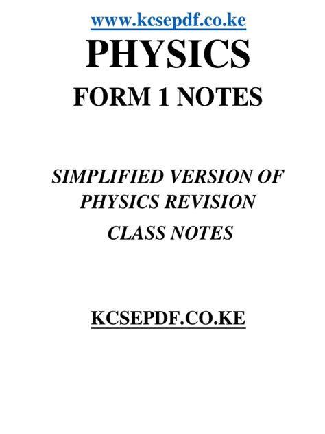 Form 1 Physics Notes Pdf