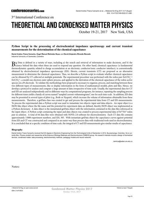 Pdf Python Script In The Processing Of Electrochemical Impedance Spectroscopy And Current