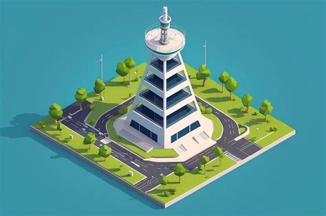 Isometric Telecom Tower Vector Premium Ai Generated Image