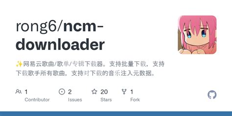 GitHub rong ncm downloader 网易云歌曲 歌单 专辑下载器支持批量下载支持下载歌手所有歌曲支持对下载的音乐注入元数据