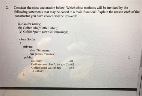Solved 2 Consider The Class Declaration Below Which Class