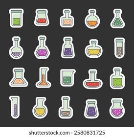 Set Cute Flask Lab Outline Clipart Stock Vector Royalty Free 2580831725 Shutterstock