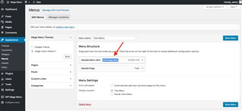 Documention Single Menu Item Settings
