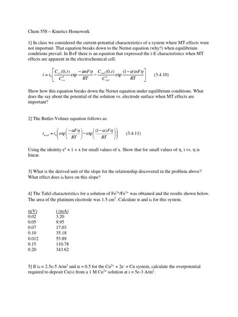2 Kinetics Homework Set 2 Download Free Pdf Electricity