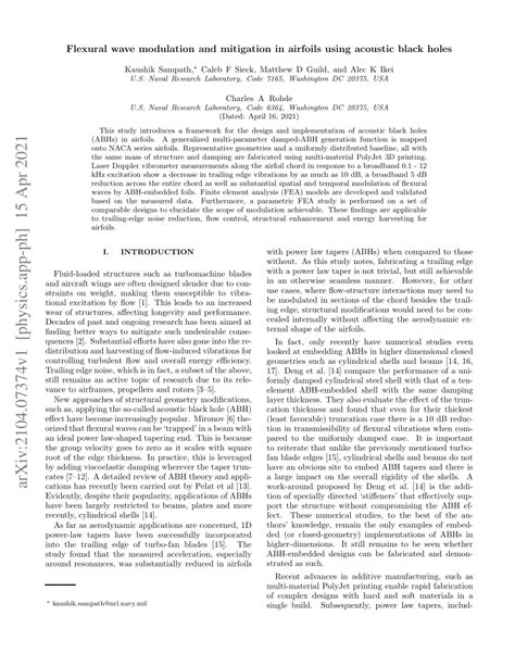 Pdf Flexural Wave Modulation And Mitigation In Airfoils Using Acoustic Black Holes