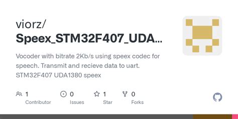 Github Viorzspeexstm32f407uda1380 Vocoder With Bitrate 2kbs