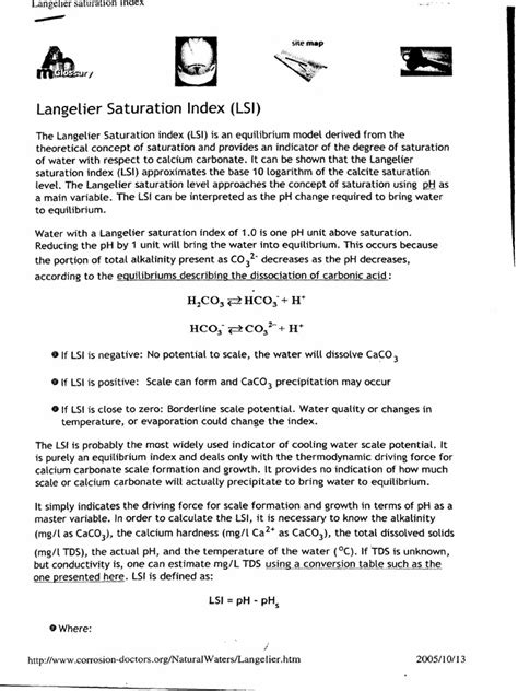 Langetier Saturation Index Pdf