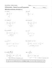 Calculus Differentiation Of Natural Logs And Exponentials Course Hero