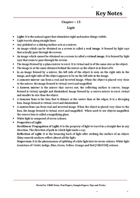 07 science key notes ch15 light ncrtsolutions material downloaded