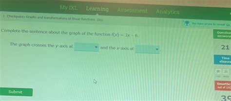 Solved My Ixl Learning Assessment Analytics Checkpoint Graphs And Transformations Of Linear