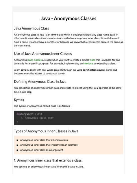 Java Anonymous Classes Pdf Class Computer Programming Programming