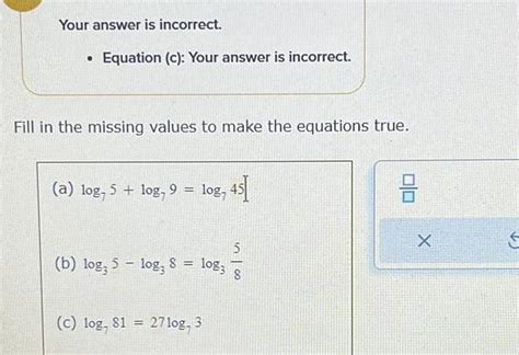 [answered] Your Answer Is Incorrect Equation C Your Answer Is Incorrect
