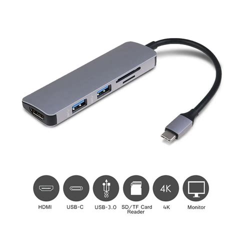 Computer Peripherals USB Hub In Hub Adapter Type C USB To K HDMI USB SD TF Card