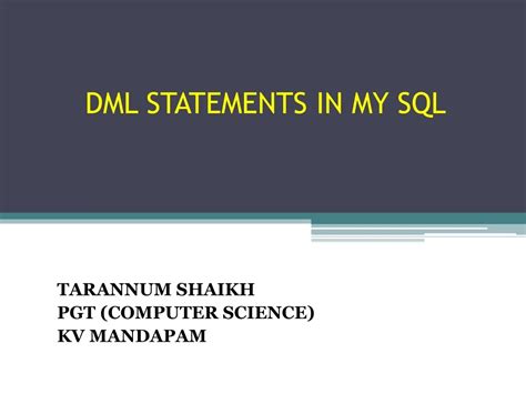 Ppt Exploring Sql Data Manipulation Language Dml Statements