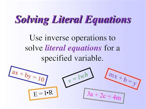 Pdf Solving Literal Equations To Solve Literal Equations
