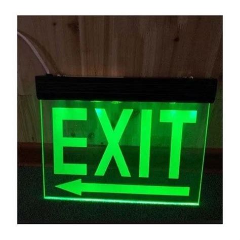 Green Led Exit Signage Board Power Consumption 40 W Dimensions 12x8