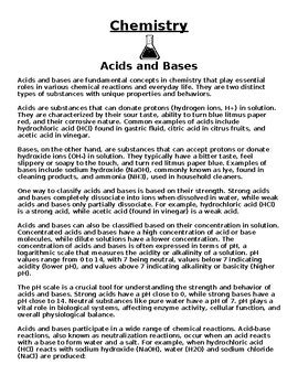 Acids And Bases Article Questions Assignment WORD By Academic Links