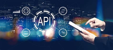 Api Application Programming Interface Concept With Businessman Using A Tablet Computer Stock