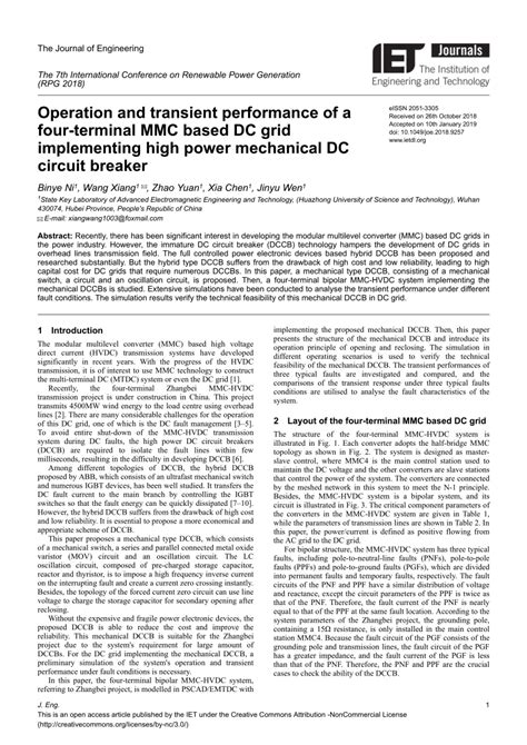 Pdf Operation And Transient Performance Of A Four Terminal Mmc Based