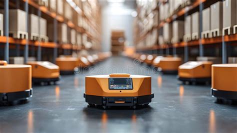 Autonomous Delivery Bots Navigating A Modern Warehouse With Efficiency And Precision In Action