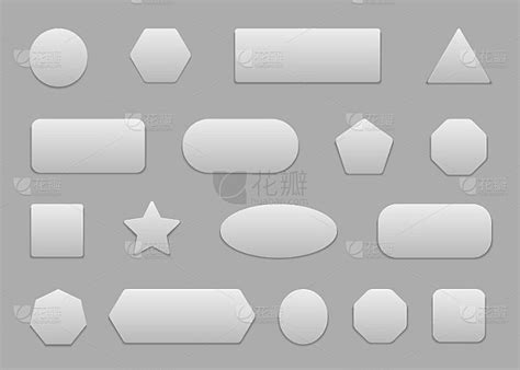 按钮广场。白色3d徽章的网页。圆形，矩形贴纸的应用程序。空白形状与阴影的横幅，用户界面。现代设计图标