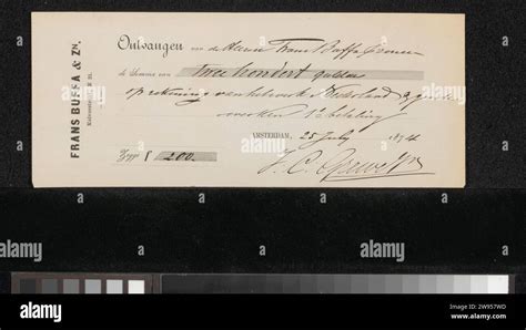 Receipt For Johan Conrad Greive Frans Buffa And Sons 1874 Amsterdam