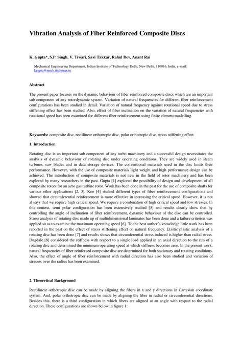 Pdf Vibration Analysis Of Fiber Reinforced Composite Discs