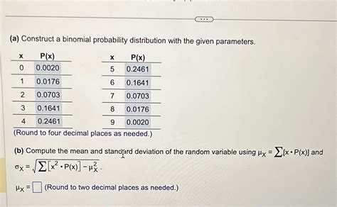 Solved A Construct A Binomial Probability Distribution Chegg