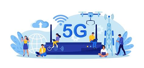 속도 인터넷 연결 안정성을 높이는 5g 네트워크 무선 기술 와이파이 라우터 무선 액세스 포인트 고속 모바일 인터넷 스마트 폰을 가진 사람들은 차세대 네트워크를 사용합니다