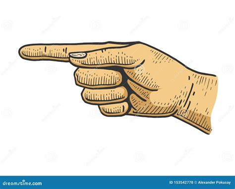 Hand Pointer With Index Finger Color Sketch Stock Vector Illustration Of Black Body