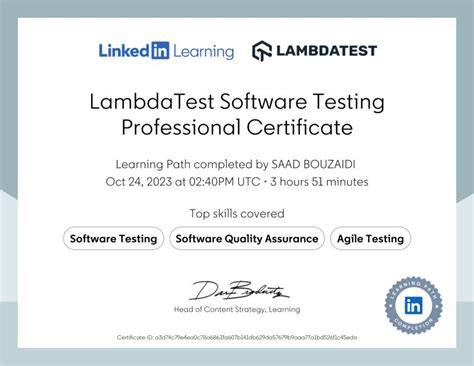 saad bouzaidi on linkedin certificate of completion