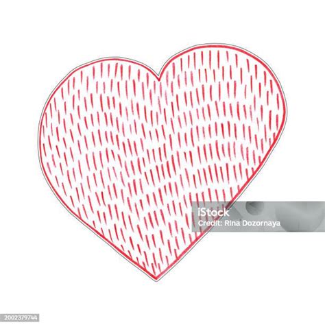 색연필로 그린 빨간 하트 스티커 흰색 배경에 고립된 하트 모양입니다 World Heart Day에 대한 스톡 벡터 아트 및 기타