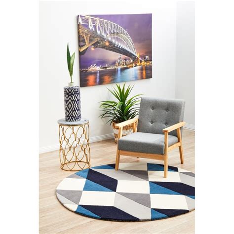 Matrix Columnar Hand Tufted Wool Round Rug 120cm Steel Oz Furniture