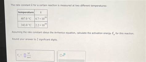 [solved] The Rate Constant K For A Certain Reaction Is Mea