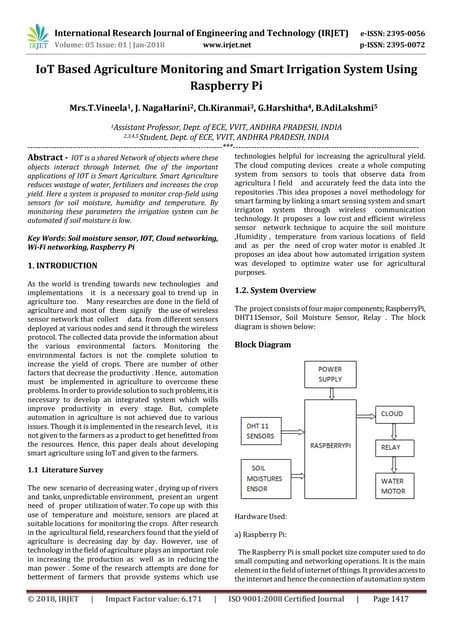 Iot Based Agriculture Monitoring And Smart Irrigation System Using Raspberry Pi Pdf