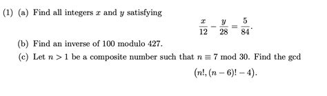 Solved 1 A Find All Integers X And Y Satisfying