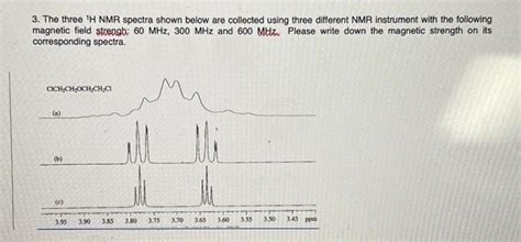 Solved 3 The Three H NMR Spectra Shown Below Are Collected Chegg Com