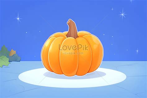 별이 빛나는 하늘 아래 호박 일러스트 무료 다운로드 Lovepik