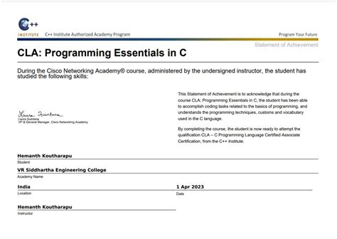 Hemanth Koutharapu On Linkedin Programming C Certification Cisco