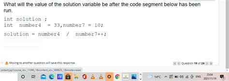 Solved What Will The Value Of The Solution Variable Be After Chegg
