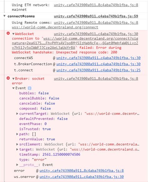 Error During Websocket Handshake · Issue 79 · Decentralandworld · Github