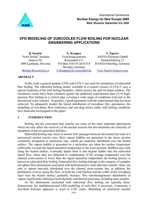 Pdf Cfd Modeling Of Subcooled Flow Boiling For Nuclear Engineering