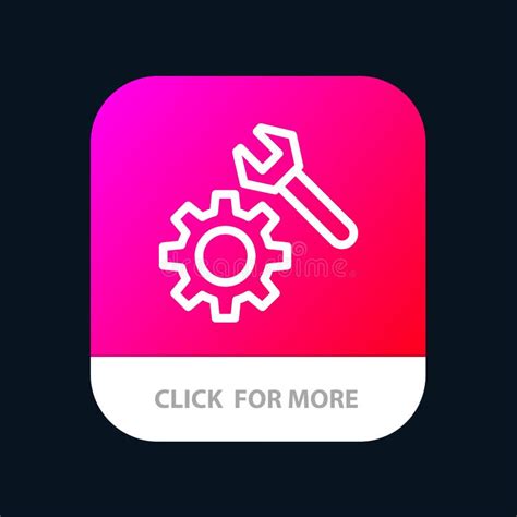 Setting Wrench Gear Mobile App Button Android And Ios Line Version Stock Vector