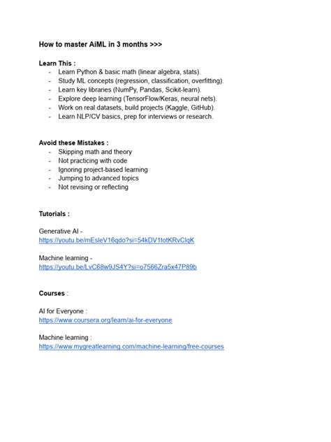 How To Master Aiml In 3 Months Pdf