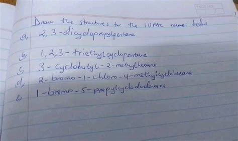 page nodraw the structures for the iupac names below19 2 3 dicyclopro